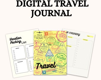 Travel Bullet Journal Printable, Digital Bullet Journal, Bullet Journal ...