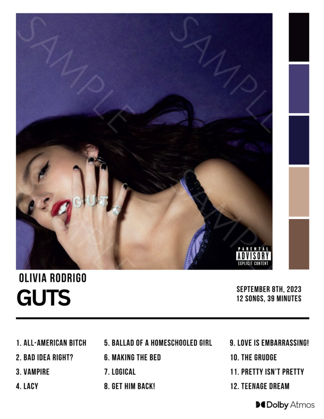 Digital Olivia Rodrigo guts Aesthetic Wall Music Album Poster - Etsy