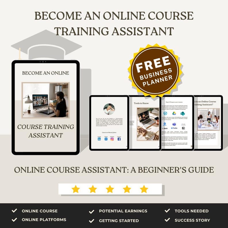 Online Course Assistant Guide 2025 | Work From Home Career + FREE Business Planner | Digital ...