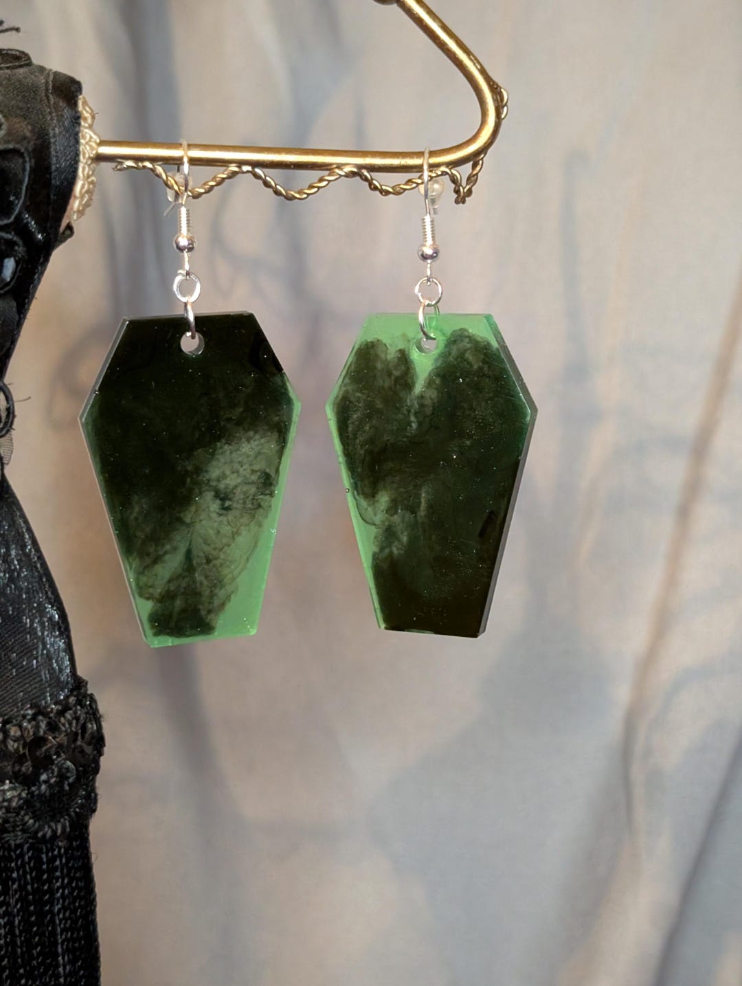 Neon Green and Black Coffin Earrings/cyperpunk Earrings? Hypoallergenic ...