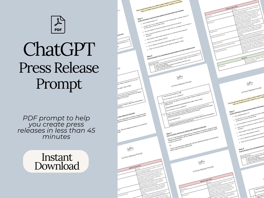 Chatgpt Press Release Prompt - Etsy