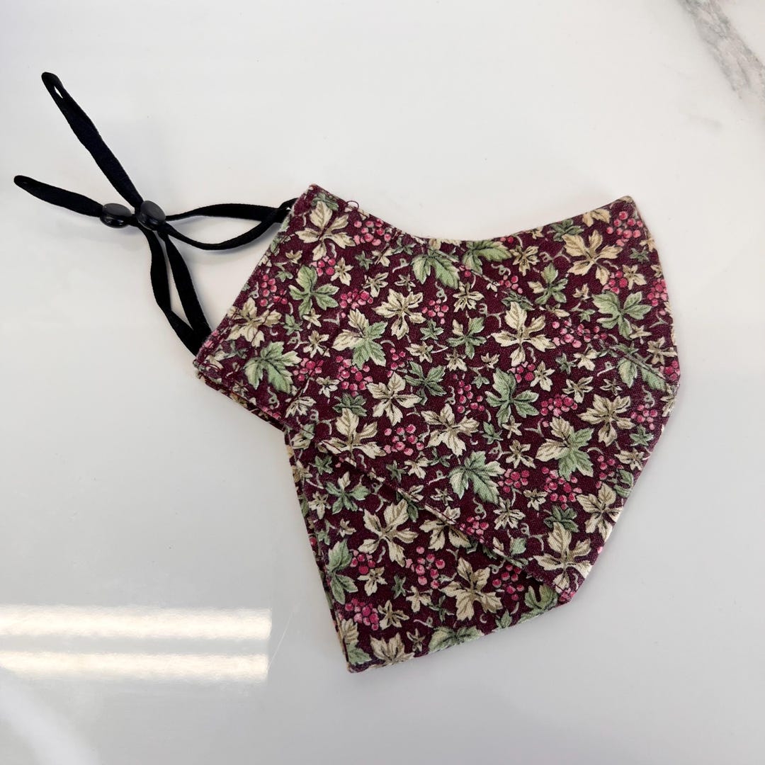 Purple Grape Vine Print Fabric Face Mask, Mouth and Nose Cover With ...