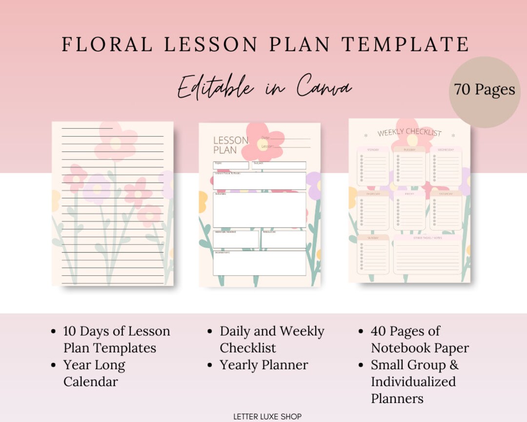 Floral Lesson Plan Template - Etsy