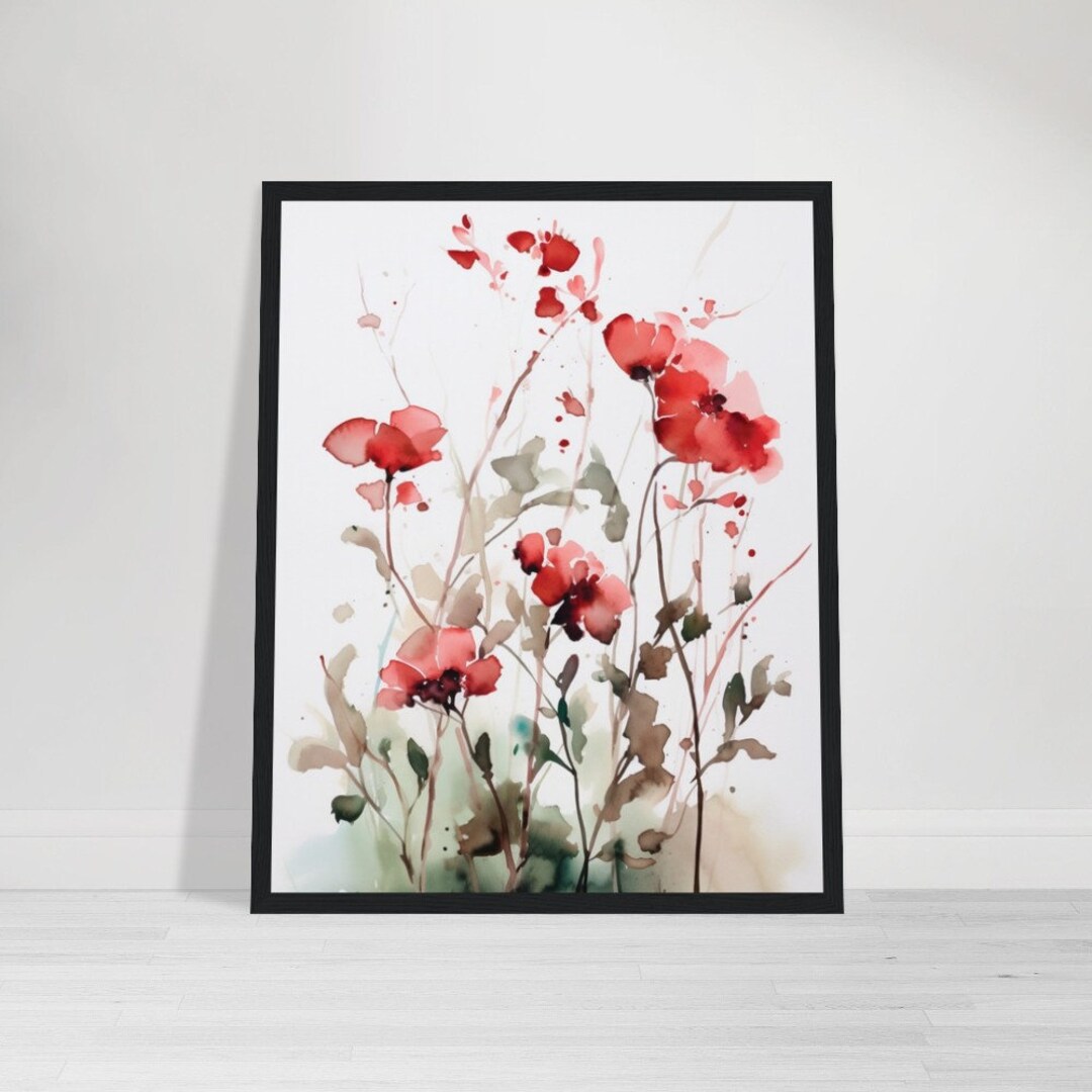 Red Flower Wall Art Floral Canvas Wall Art Botanical Wall Art ...