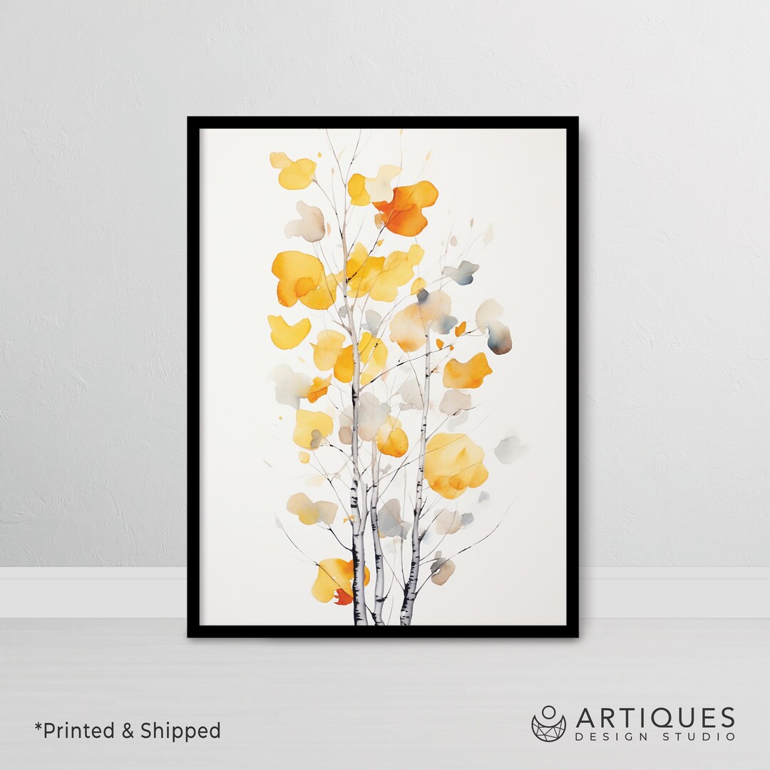 Aspen Tree Watercolor Aspen Tree Wall Art Yellow Wall Art Print ...