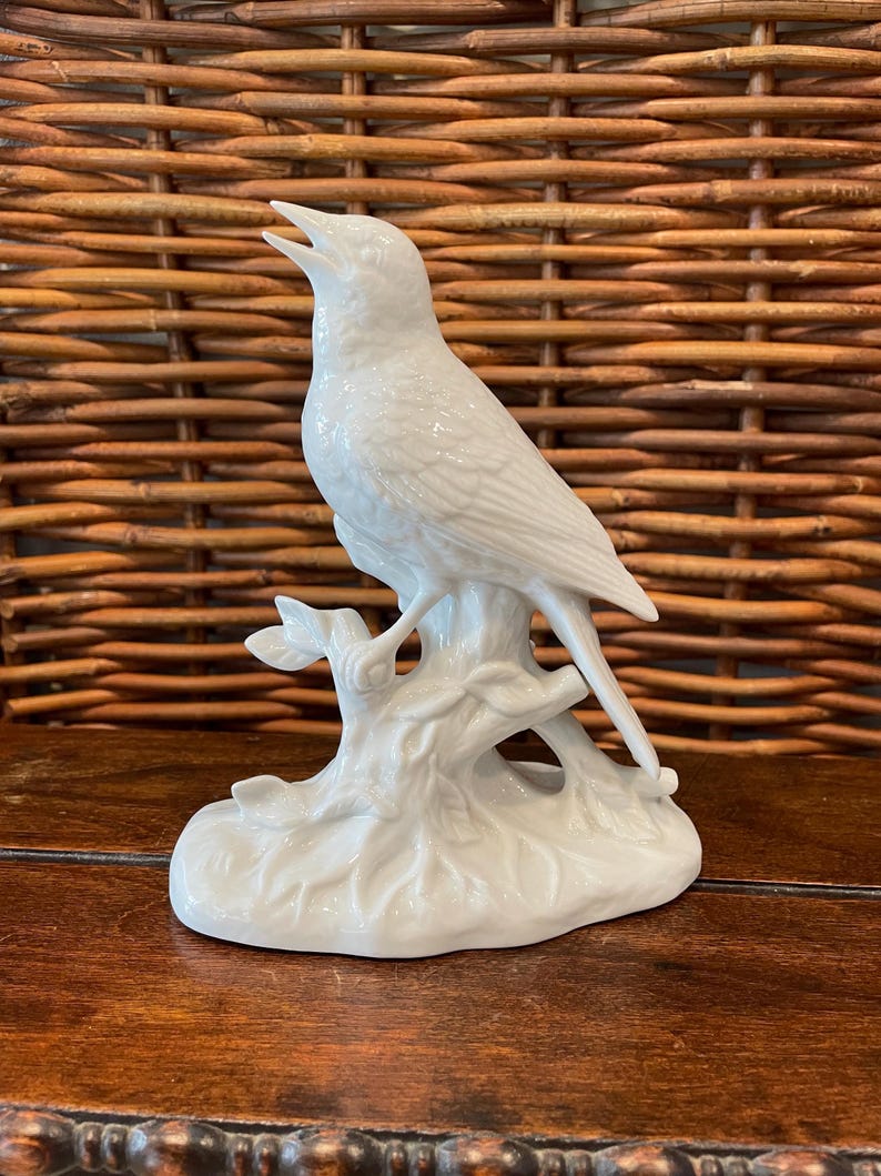 White Ceramic Bird Figurine - Etsy