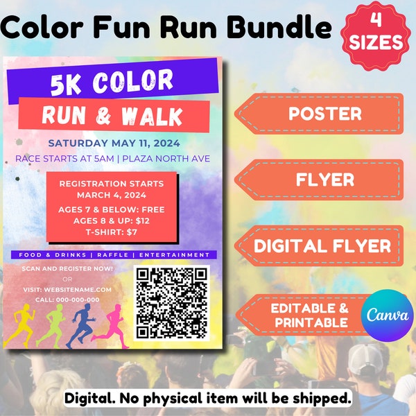 Color Run Flyer - Etsy