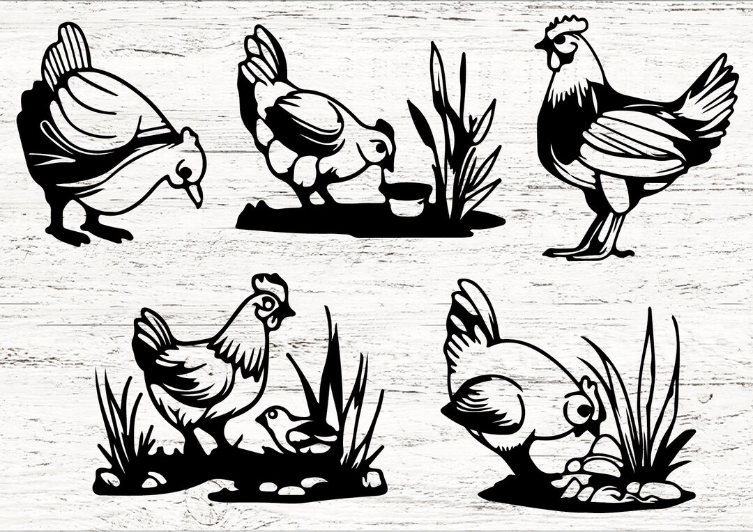 5 Chicken Design SVG Cut Files Dxf Files for Plasma Laser - Etsy