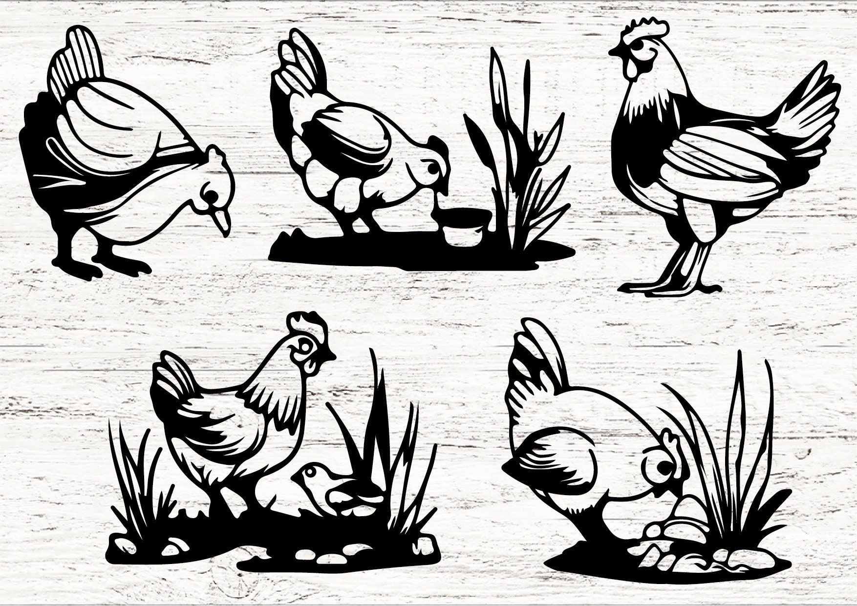 5 Chicken Design SVG Cut Files Dxf Files for Plasma Laser - Etsy
