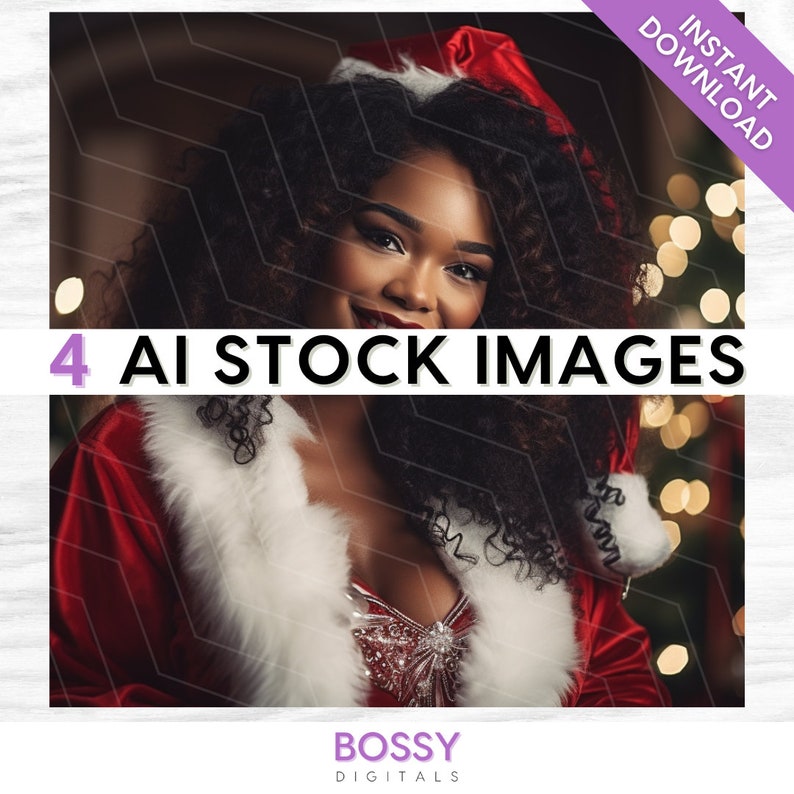Santa Baddie Babe, Mrs. Claus, AI Stock Photos Bundle, Holiday ...