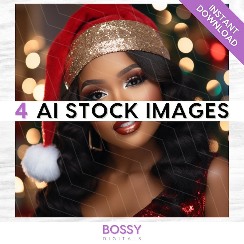 Santa Baddie Babe, Mrs. Claus, AI Stock Photos Bundle, Holiday ...