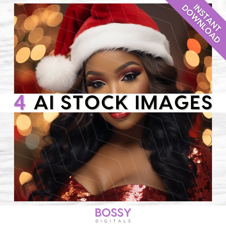 Santa Baddie Babe, Mrs. Claus, AI Stock Photos Bundle, Holiday ...