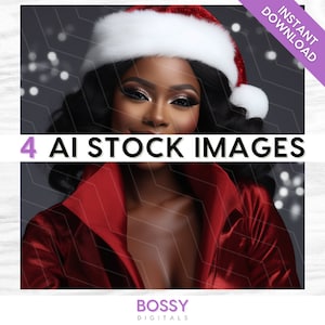 Santa Baddie Babe, Mrs. Claus, AI Stock Photos Bundle, Holiday ...