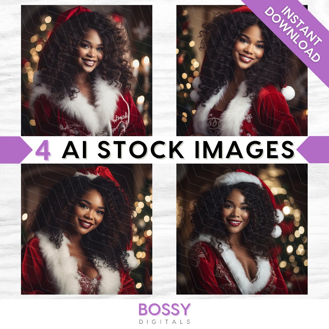 Santa Baddie Babe, Mrs. Claus, AI Stock Photos Bundle, Holiday ...