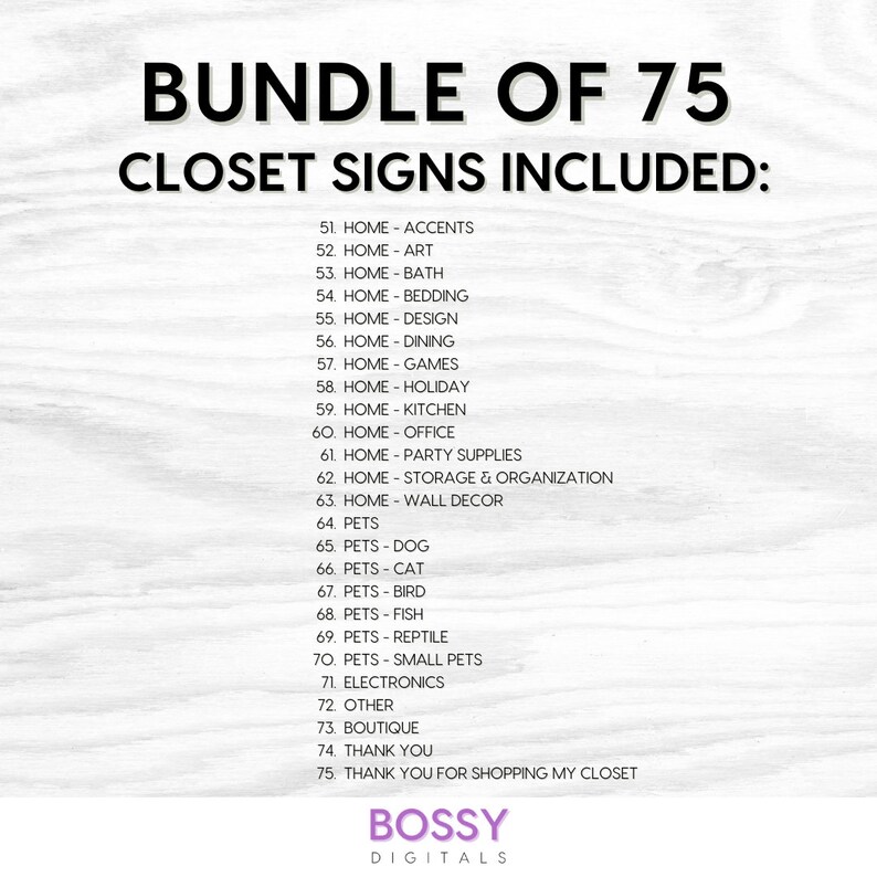 Bundle of 75 Poshmark Closet Signs, Instant Digital Download, PNG Files ...