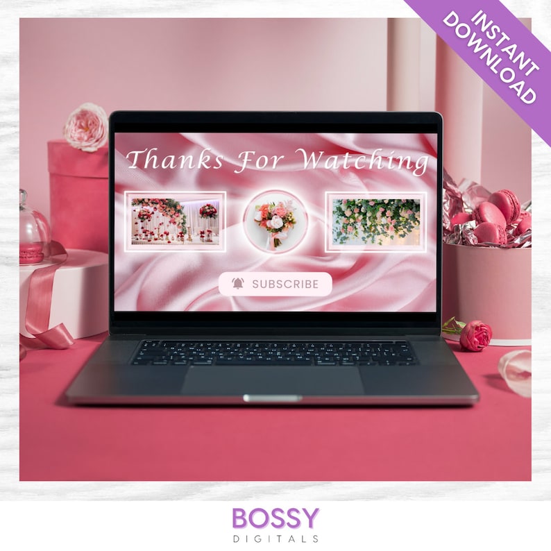 Animated Pink Silk Youtube End Screen, Outro, Instant Download, Social ...
