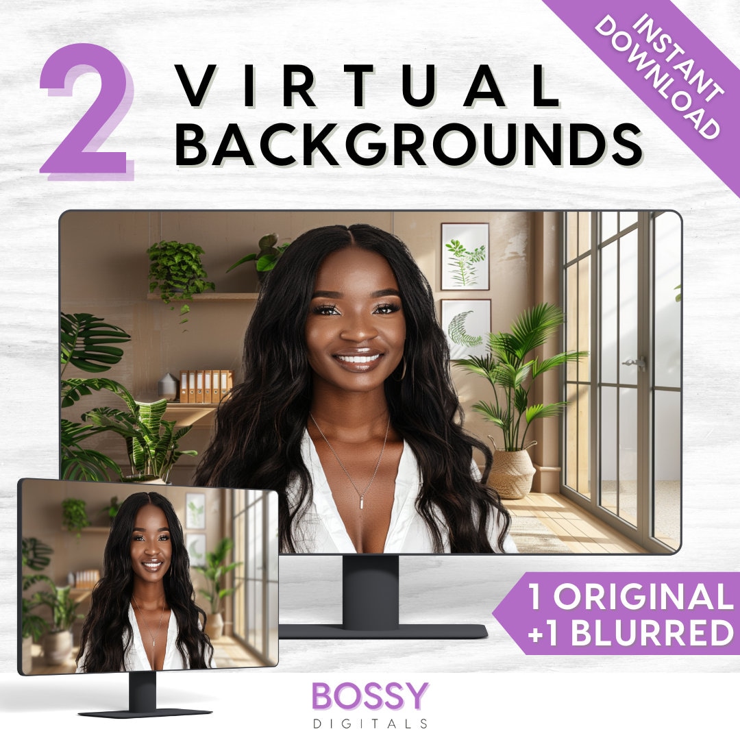 Minimal Neutral Home Office Virtual Backgrounds, Instant Download ...