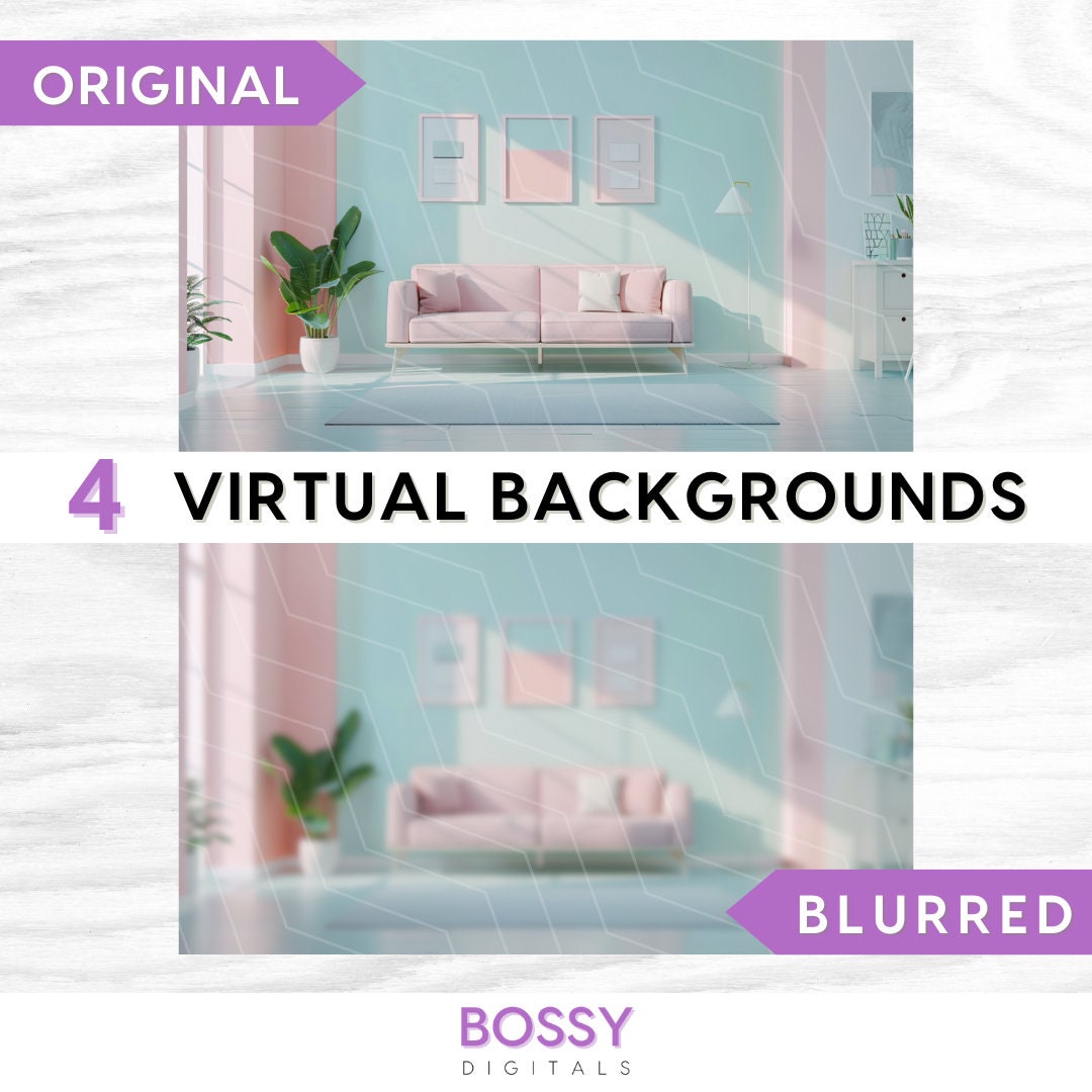 Minimal Soft Pastel Pink & Blue Virtual Backgrounds, Instant Download ...