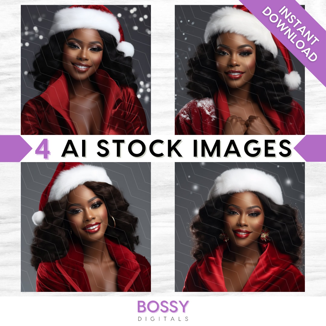 Santa Baddie Babe, Mrs. Claus, AI Stock Photos Bundle, Holiday ...