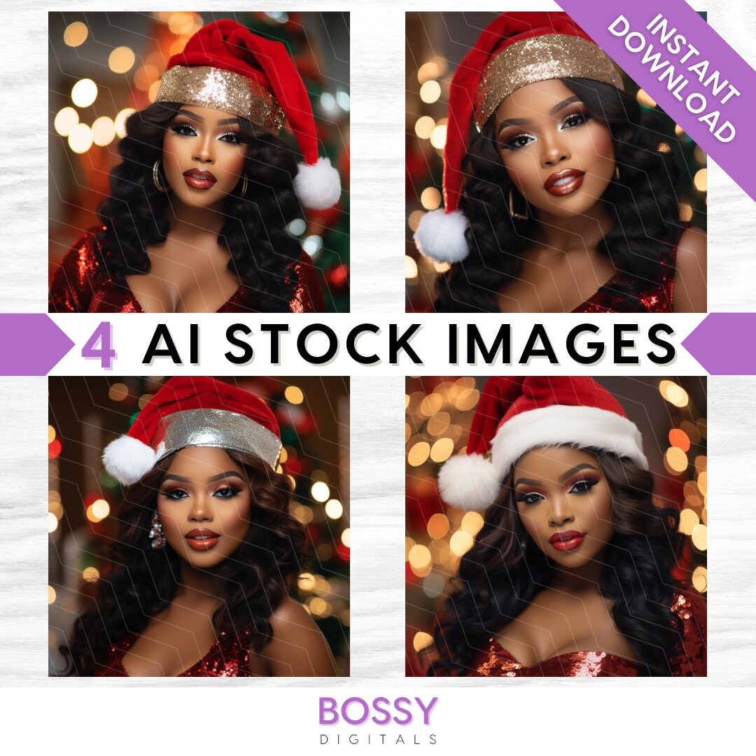 Santa Baddie Babe, Mrs. Claus, AI Stock Photos Bundle, Holiday ...