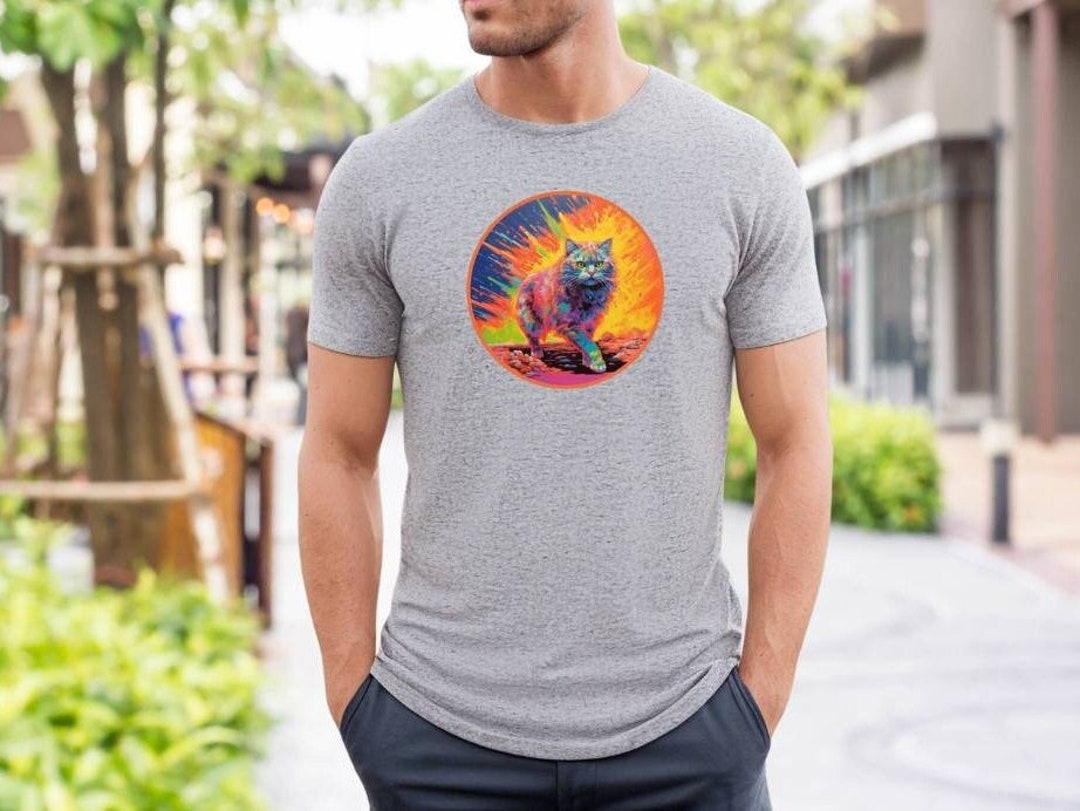 Neon Explosion Cat Graphic T-shirt | Unique Gifts for Cat Lovers and ...