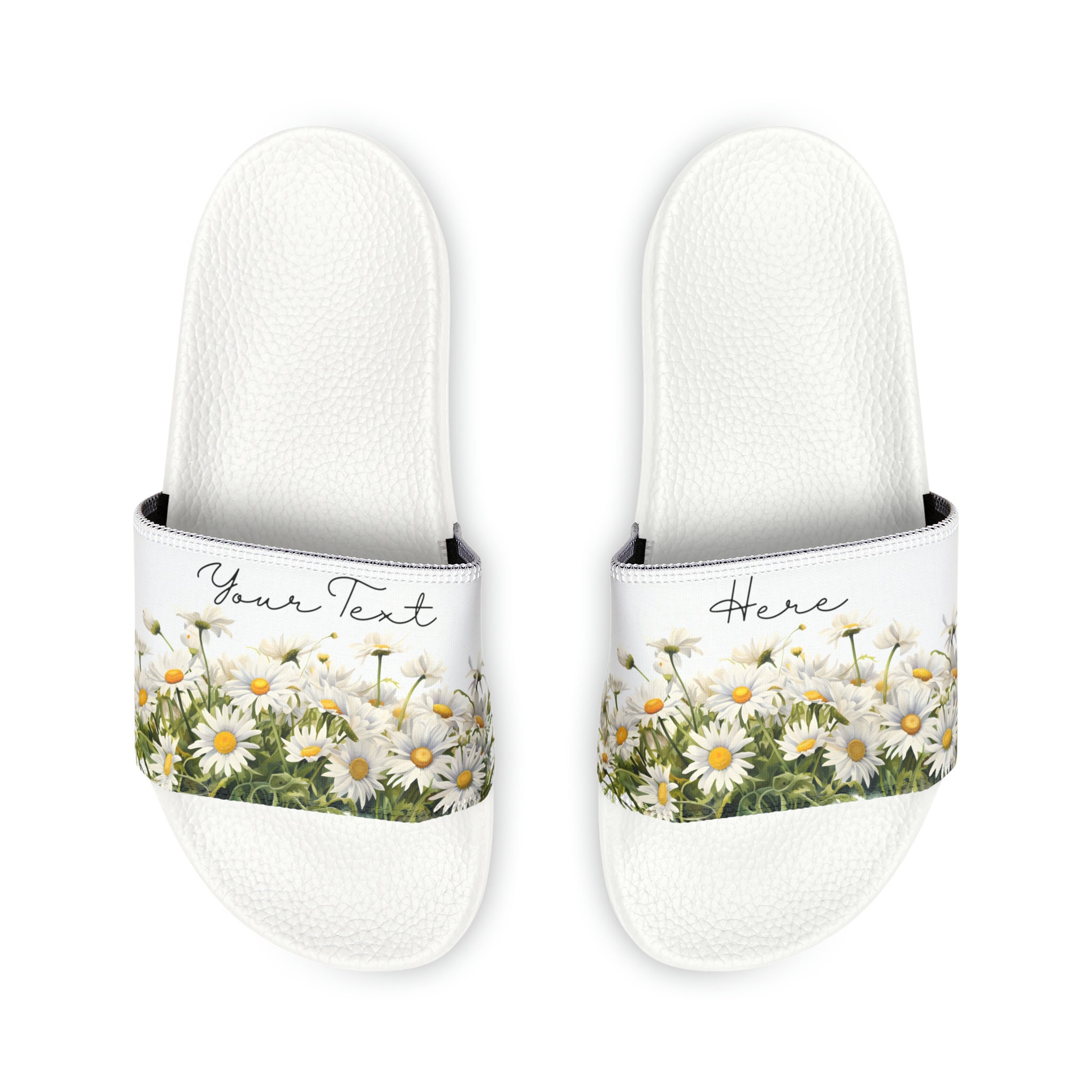 Custom Daisy Flower Slide Sandals, Field of Daises Slippers, Daisy ...
