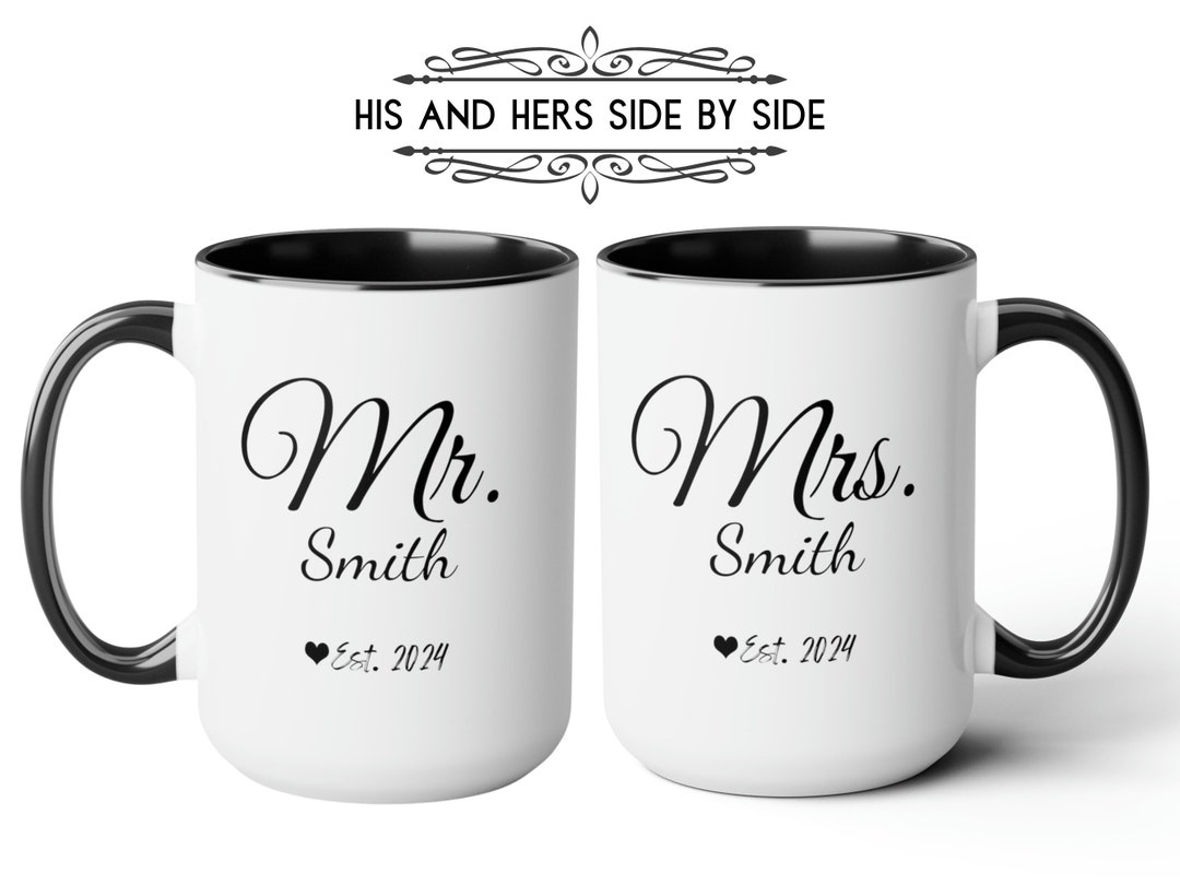 Personalized Mr and Mrs Coffee Mugs, Custom Mr Mrs Coffee Mugs, Husband ...