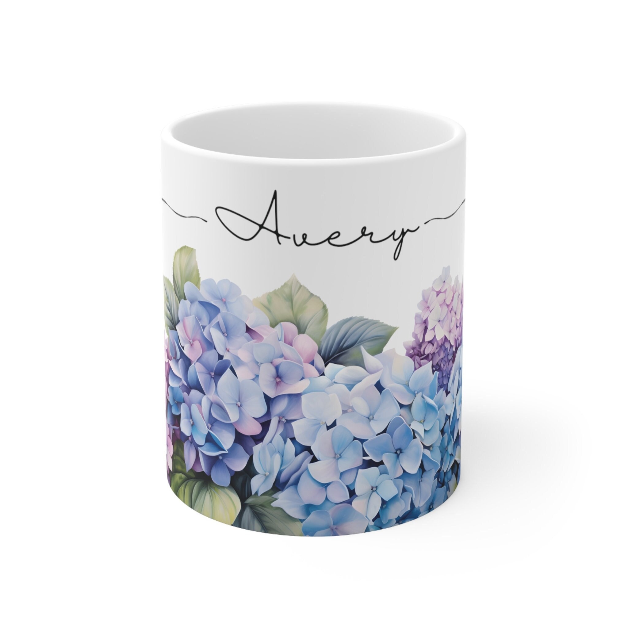 Hydrangea Floral Coffee Mug, Personalized Gift - Etsy