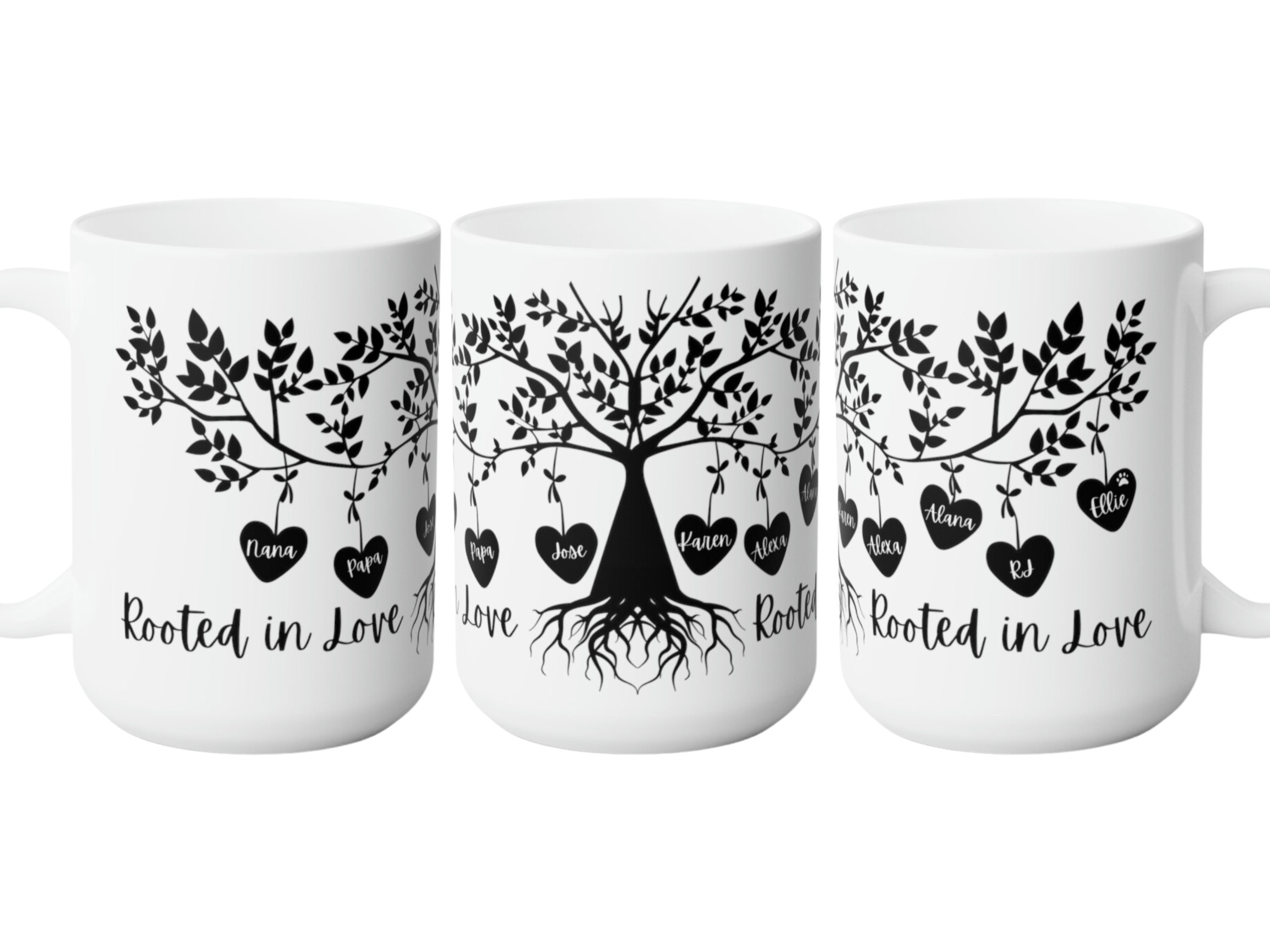 Personalized Family Tree Mug: Custom Name Ceramic Coffee Cup - Etsy