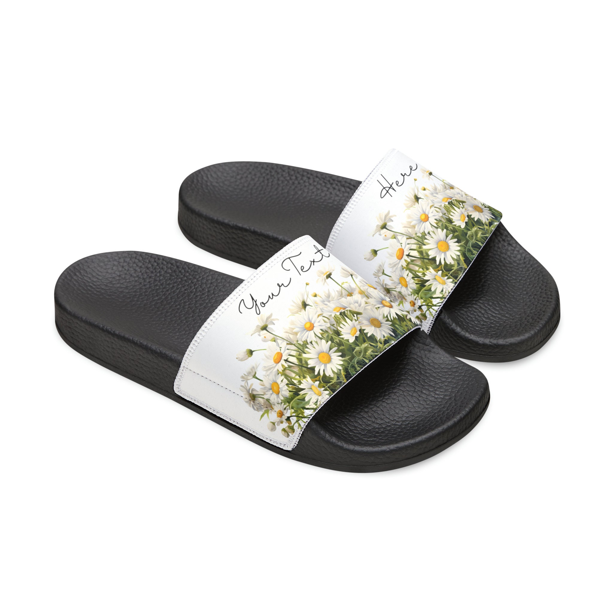 Custom Daisy Flower Slide Sandals, Field of Daises Slippers, Daisy ...