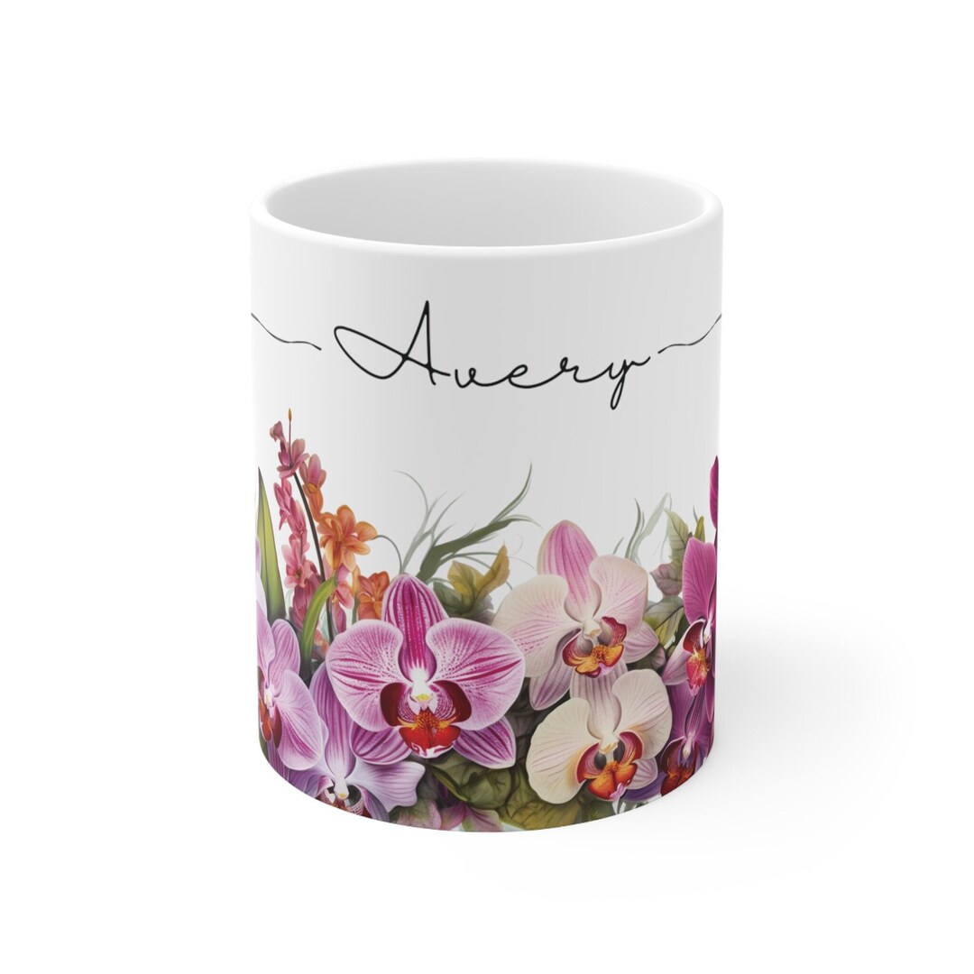 Orchid Coffee Mug, Custom Orchid Mug, Personalized Orchid Flower Mug ...