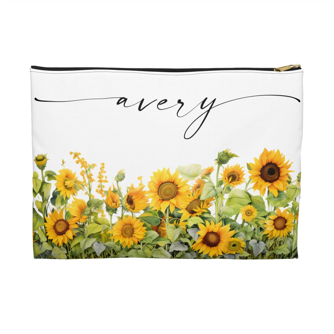 Custom Sunflower Accessory Pouch, Personalized Travel Bag - Etsy
