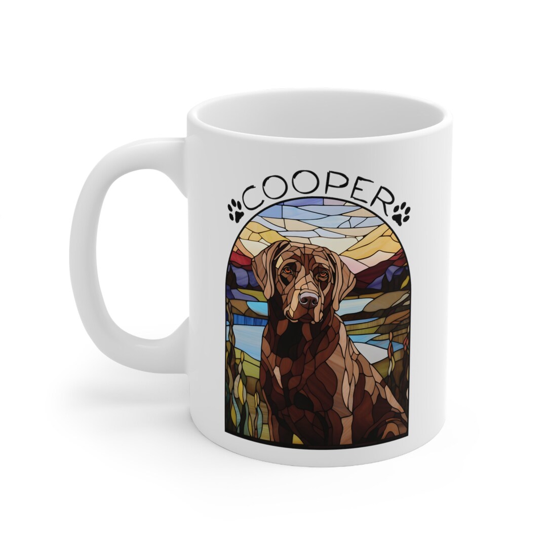 Chocolate Lab Mug, Stained Glass Dog, Dog Coffee Mug, Dog Lover Gift ...