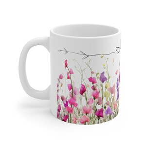 Personalized Sweet Pea Flower Mug, April Birth Month Gift - Etsy