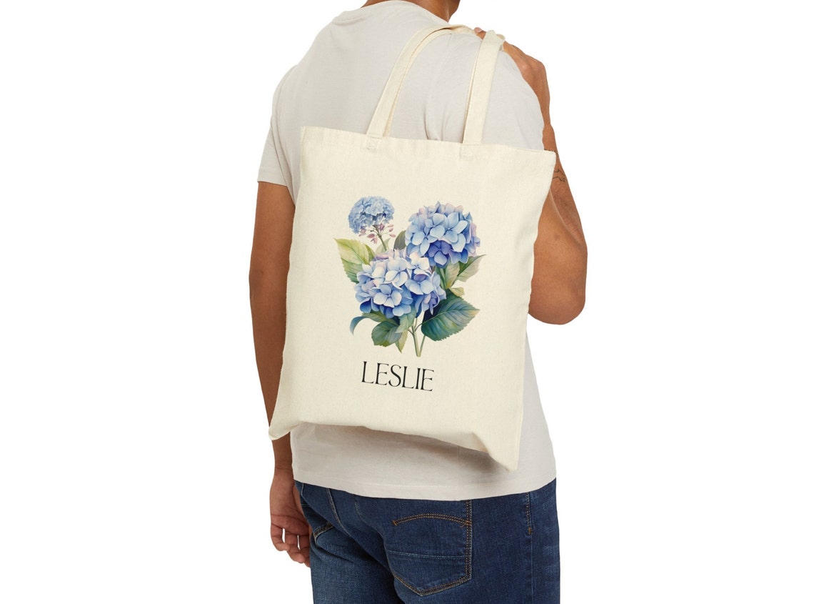 Hydrangea Flower Canvas Tote Bag, Personalized Canvas Tote Bag ...