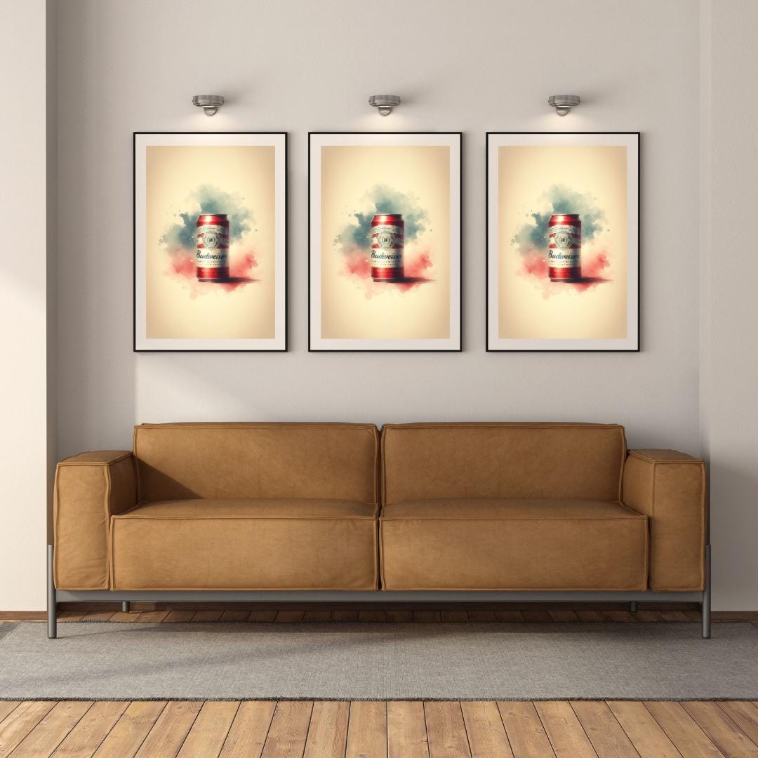 Budweiser Beer Can, Printable Portrait, Wall Art, Wall Accessories for ...
