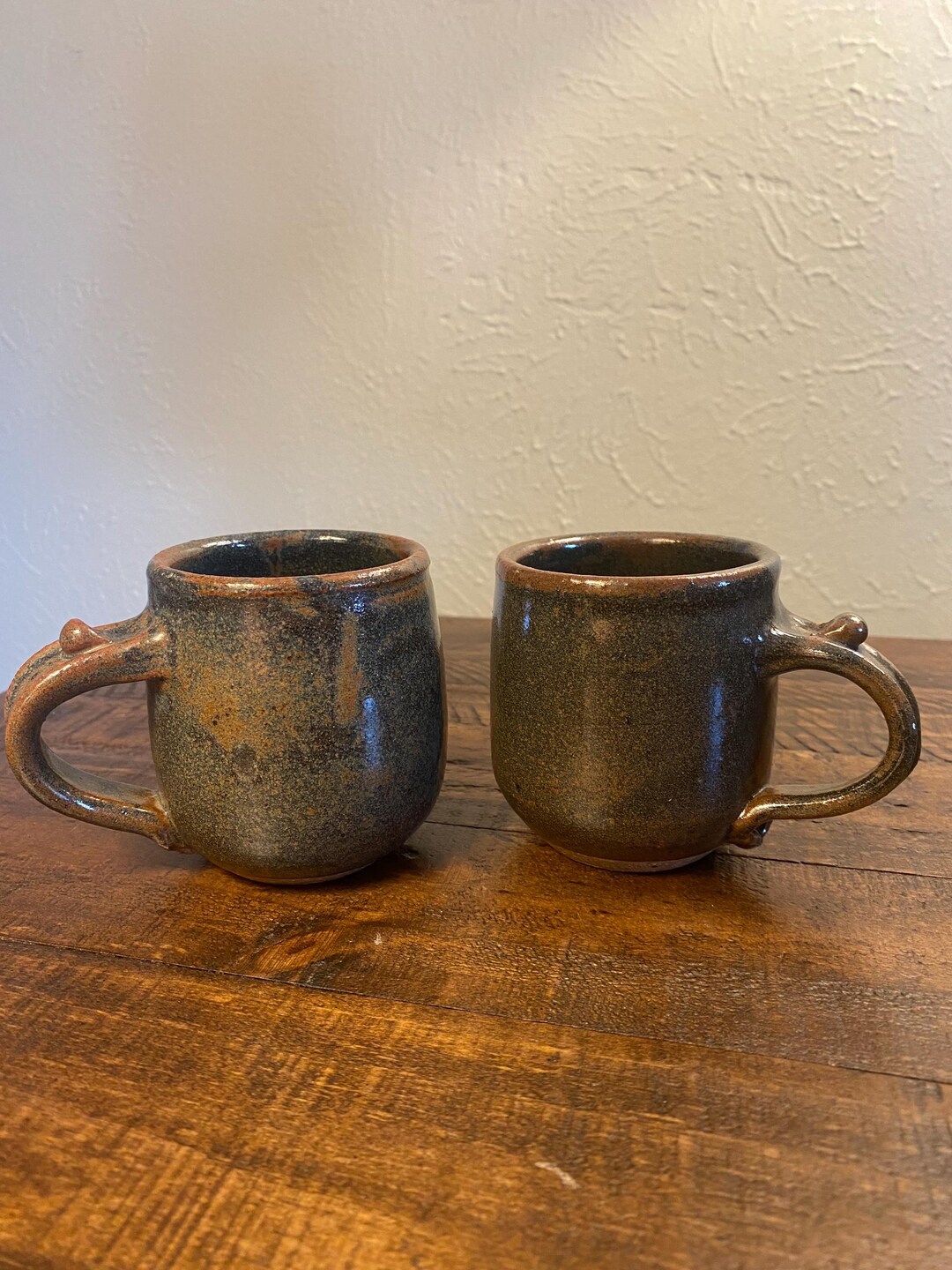 Stoneware Glazed Earthy Potter Coffee Mugs Brown/green Color Signed - Etsy