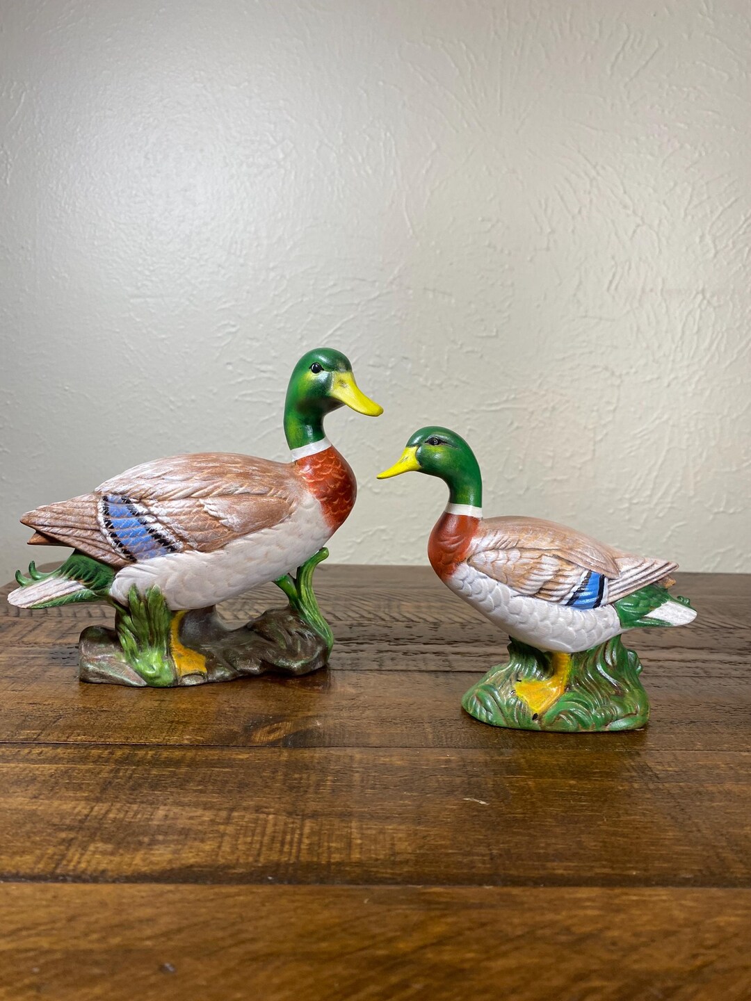 Porcelain Mallard Ducks 1981 Day Pottery Set of 2 Large & Small Very ...
