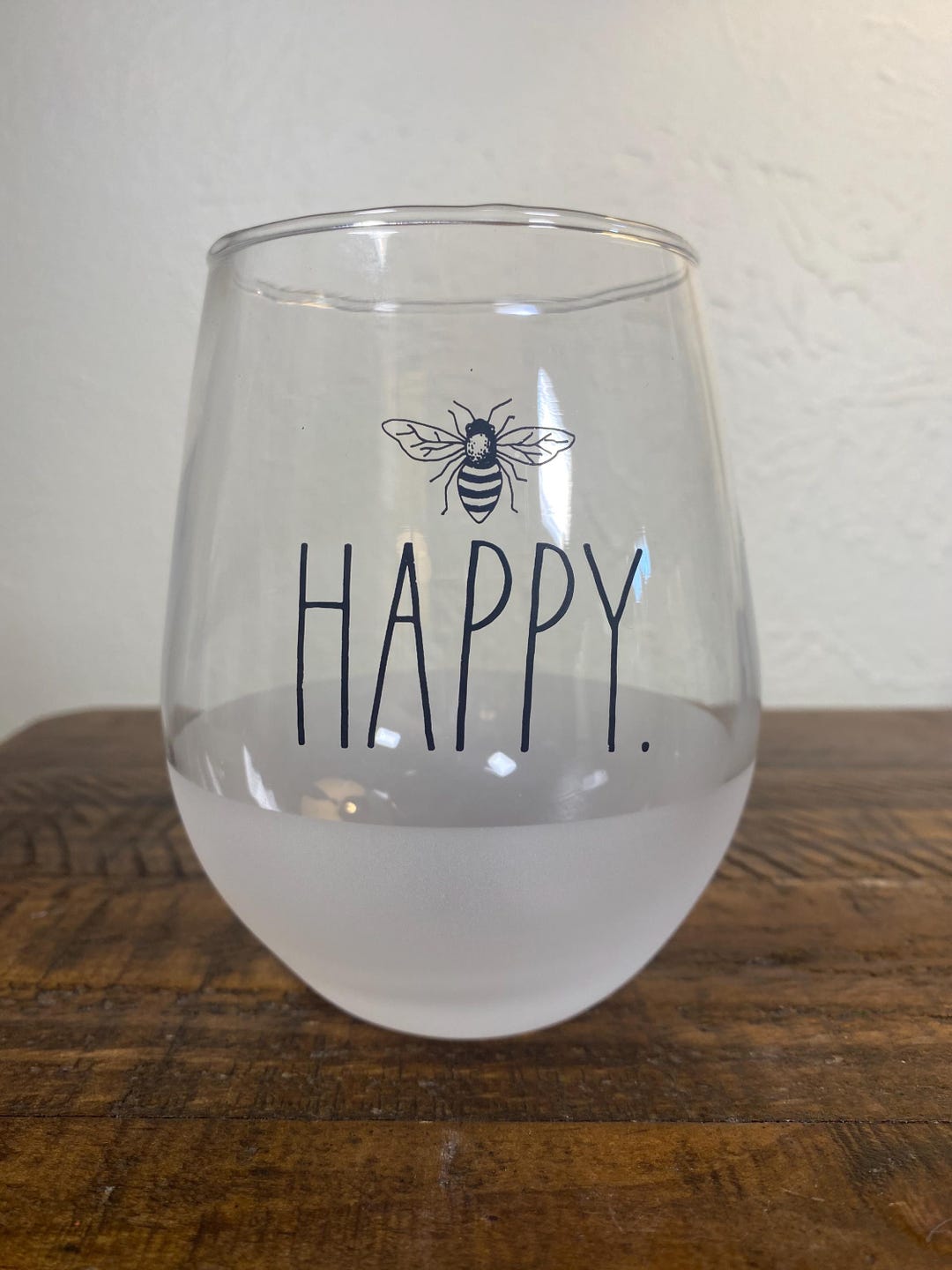 Rae Dunn Glass Wine Tumbler Enchante Collection BEE HAPPY - Etsy