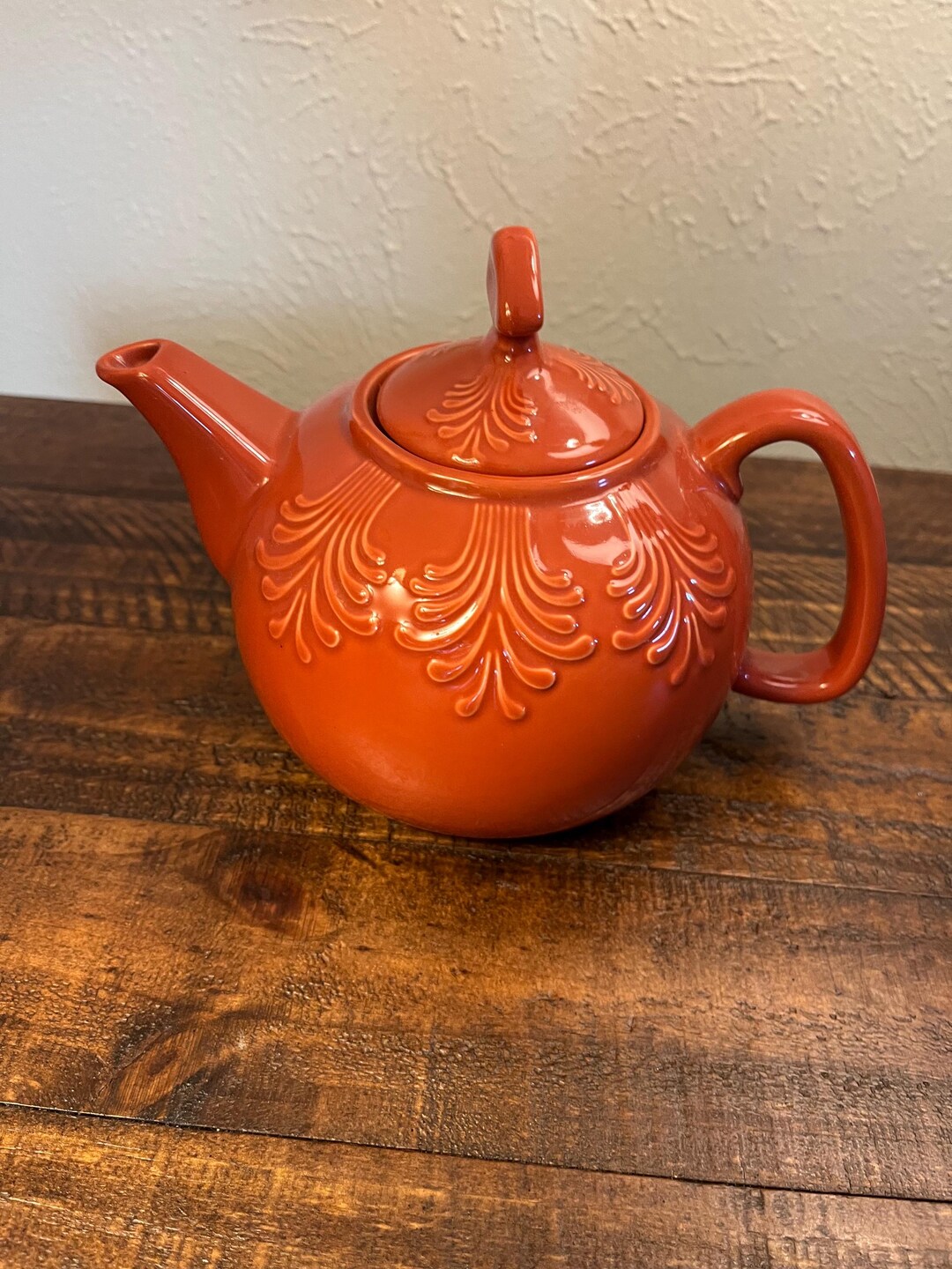 Chantal Talavera Collection Teapot Warm Red Ceramic Embossed Design ...