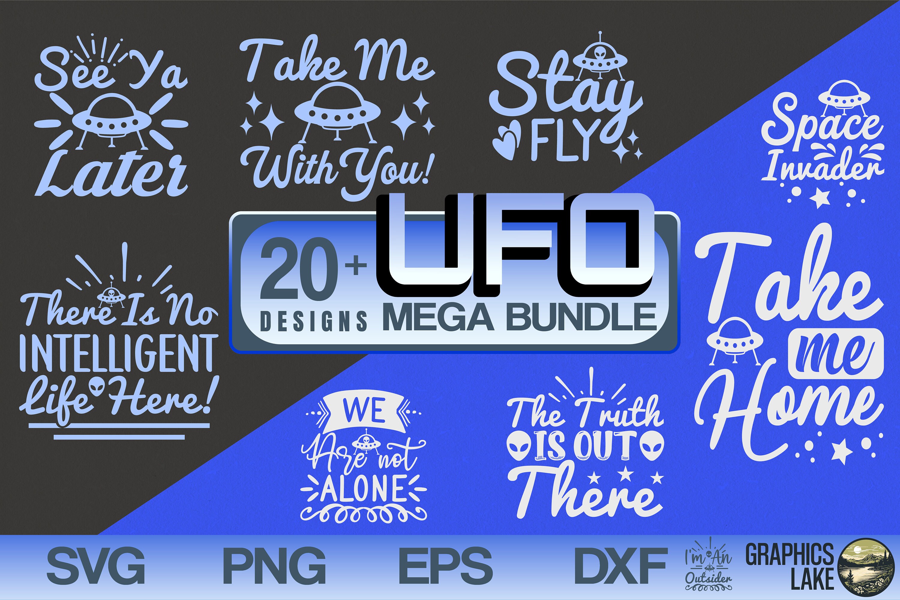 UFO Aliens Quotes 20 Pack SVG Files & Designs for Cricut and Silhouette ...