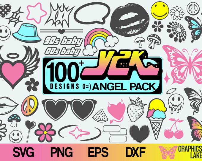 Premium Y2K Design 100+ Angel Pack. SVG Files & Designs for Cricut and ...