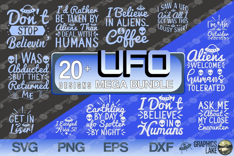 UFO Aliens Quotes 20 Pack SVG Files & Designs for Cricut and Silhouette ...