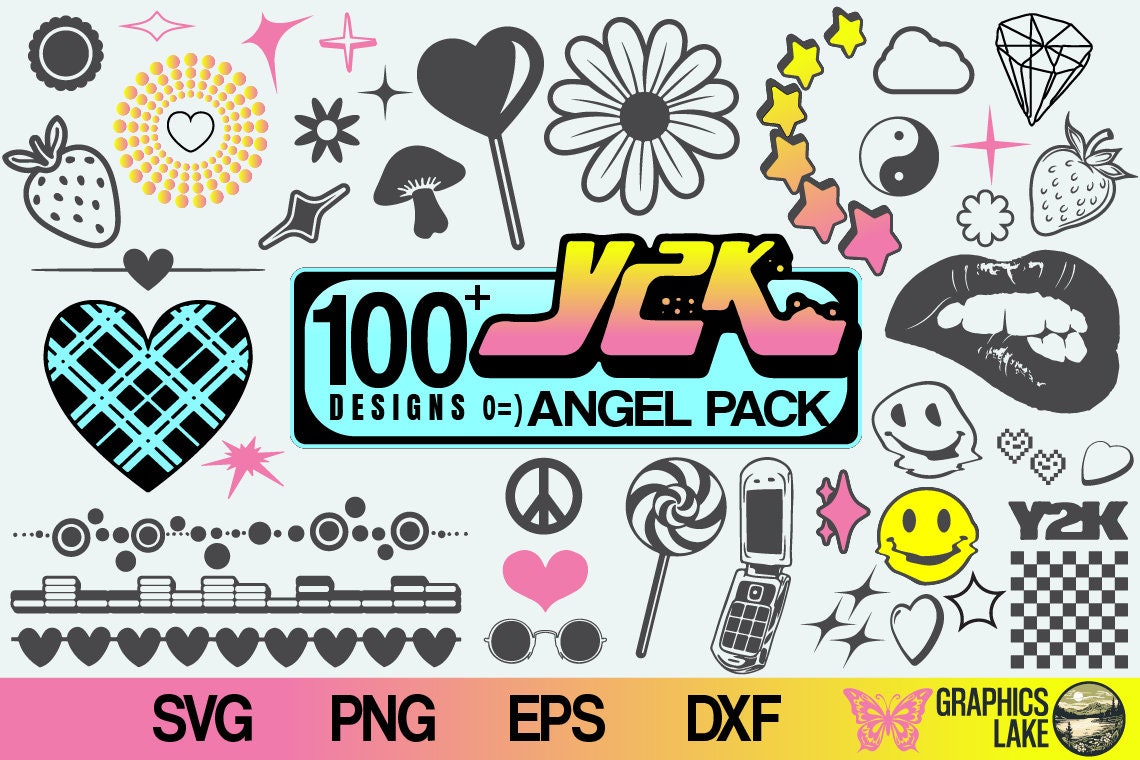 Premium Y2K Design 100+ Angel Pack. SVG Files & Designs for Cricut and ...