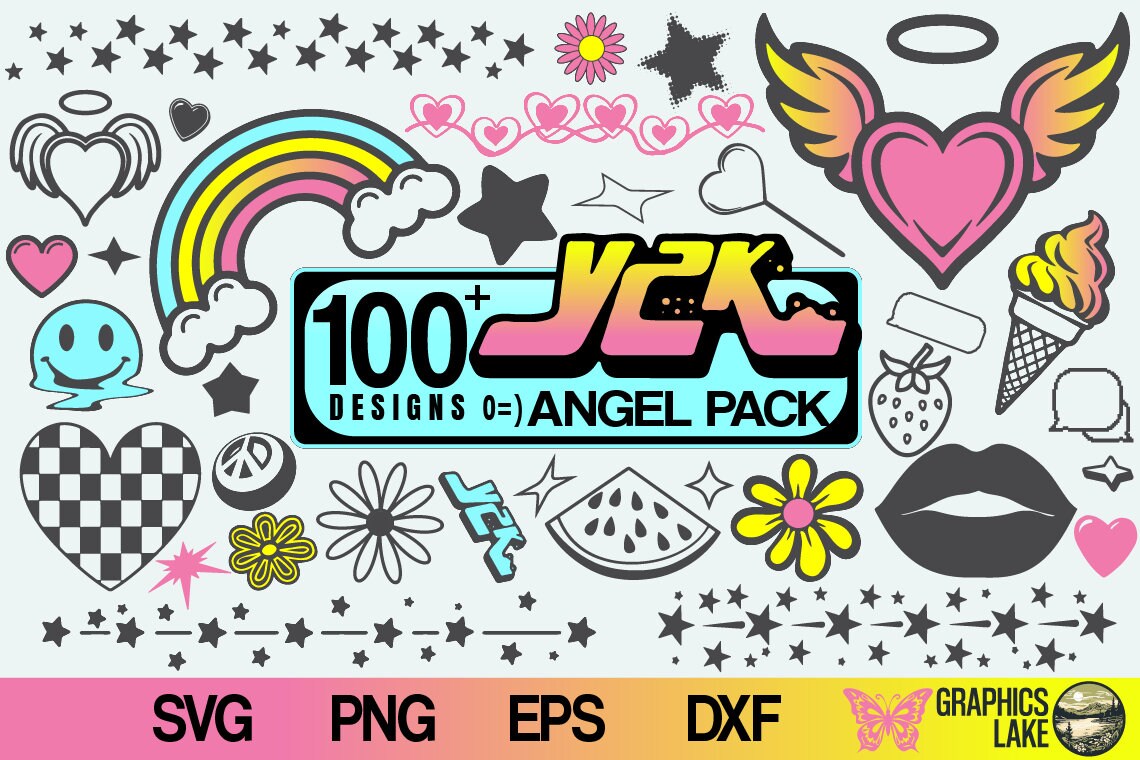 Premium Y2K Design 100+ Angel Pack. SVG Files & Designs for Cricut and ...