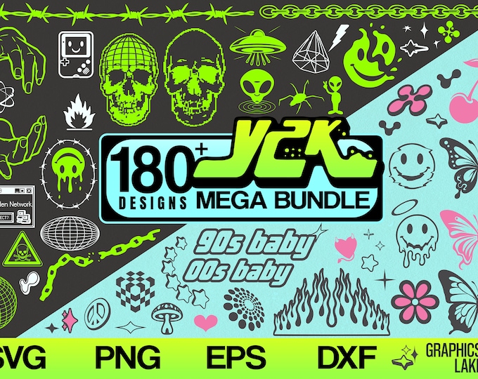 150 Y2k Vector/icon/shapes Bundle Pack for Brand and Graphics Design ...