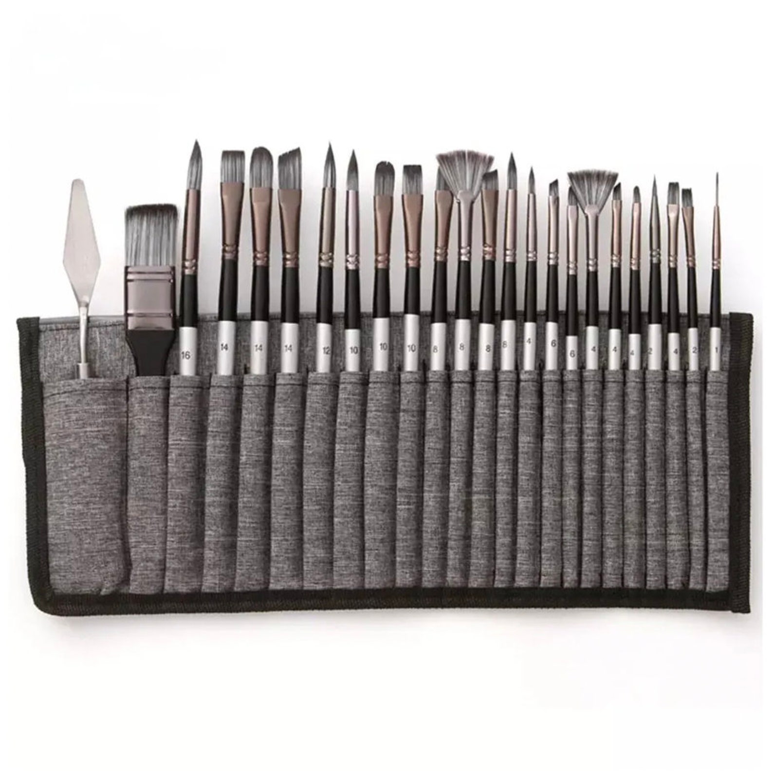 24pcs Paint Brush Set Enhanced Synthetic Brush Set With Cloth Roll and ...