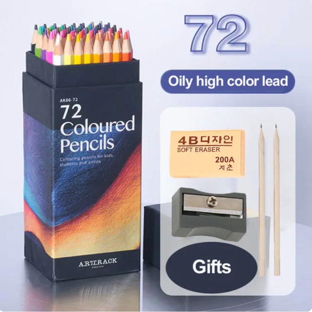 72 Colors Color Pencil DIY Set Includes: Wooden Color Pencil Sharpener ...