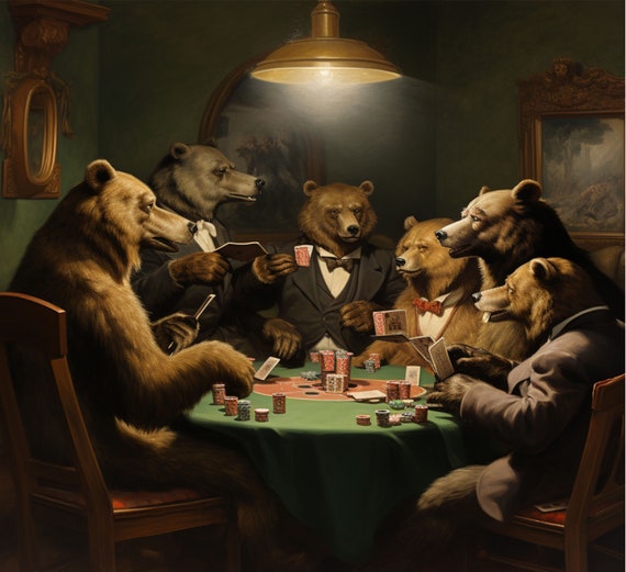 Bears Playing Poker Digital Wall Art Dogs Playing Poker Spinoff Etsy UK