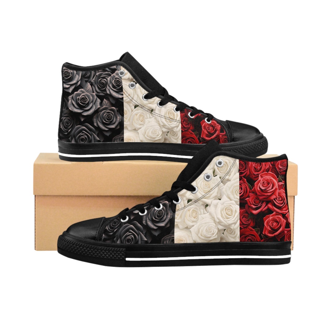 Men's High Top Rose Collage Sneaker - Etsy